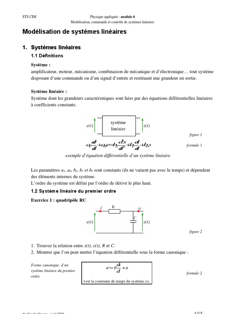 Modélisation de systèmes linéaires | PDF | Transformation de Laplace ...