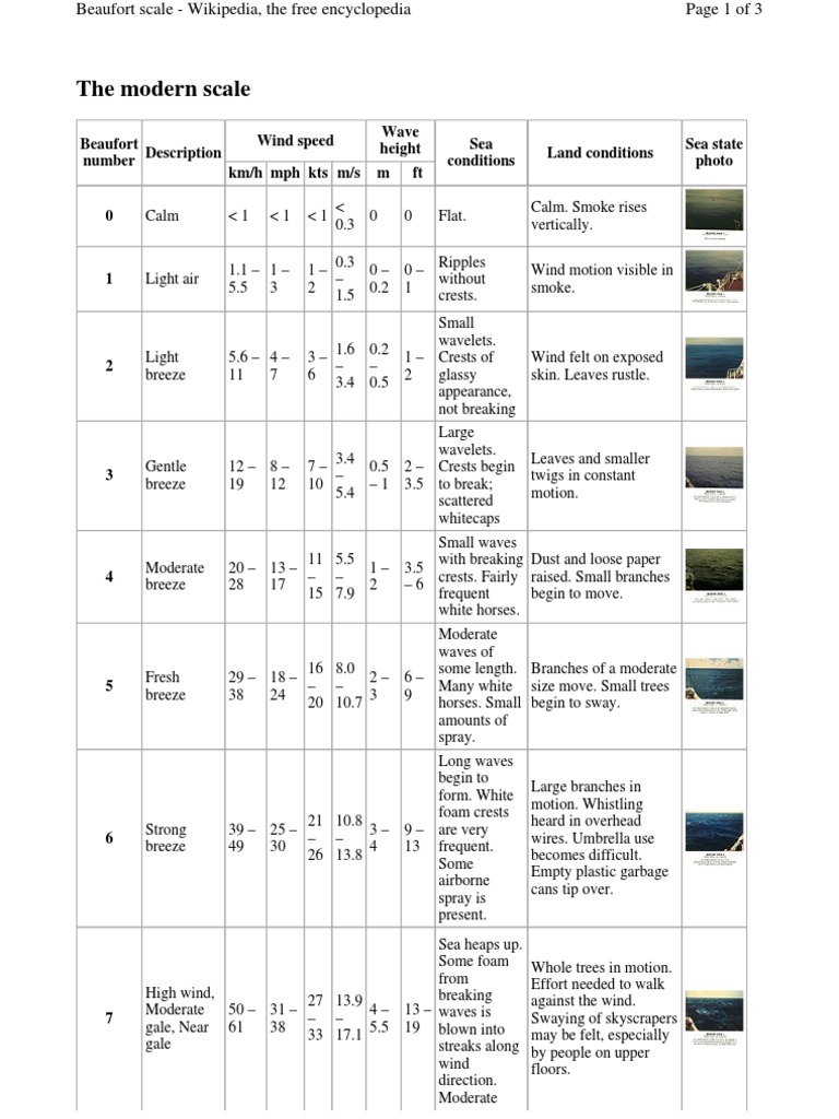 Beaufort Scale: Wind and Wave Guide | PDF