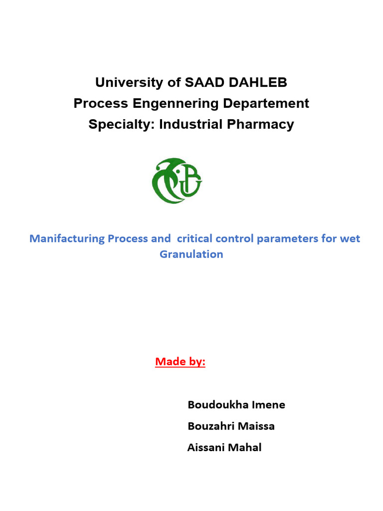 Wet Granulation Presentation Clean | PDF | Tablet (Pharmacy) | Materials