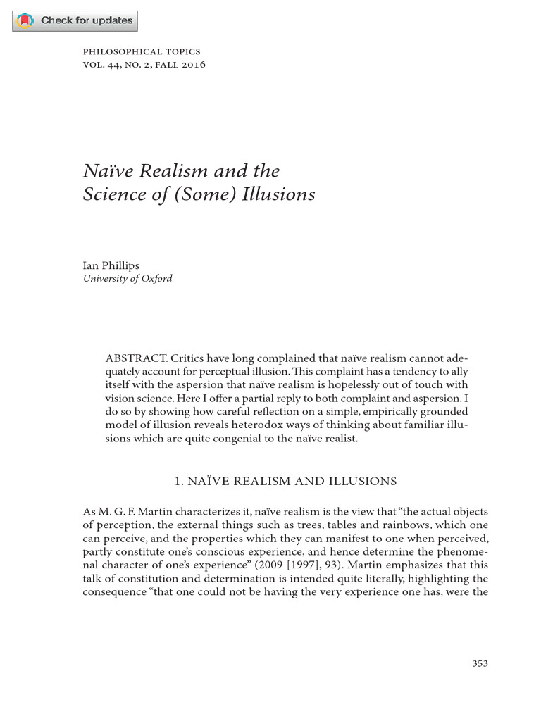 Naive Realism and The Science of (Some) Illusions - Phillips 2016 Phil ...