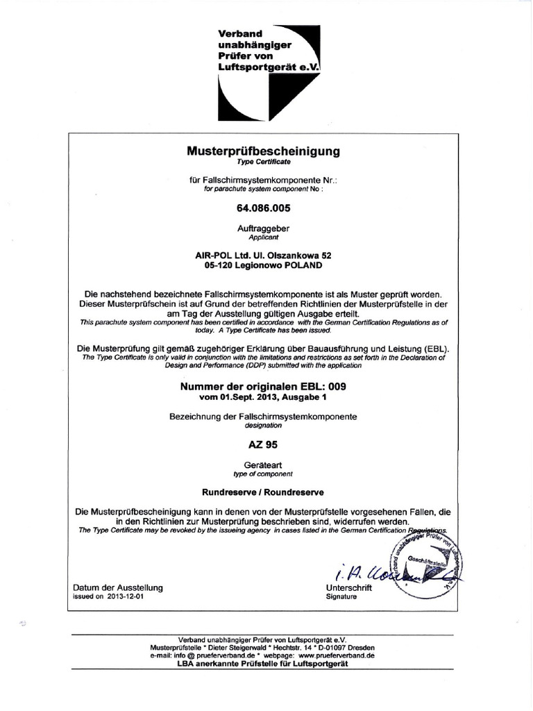 Spadochron AZ 95 | PDF