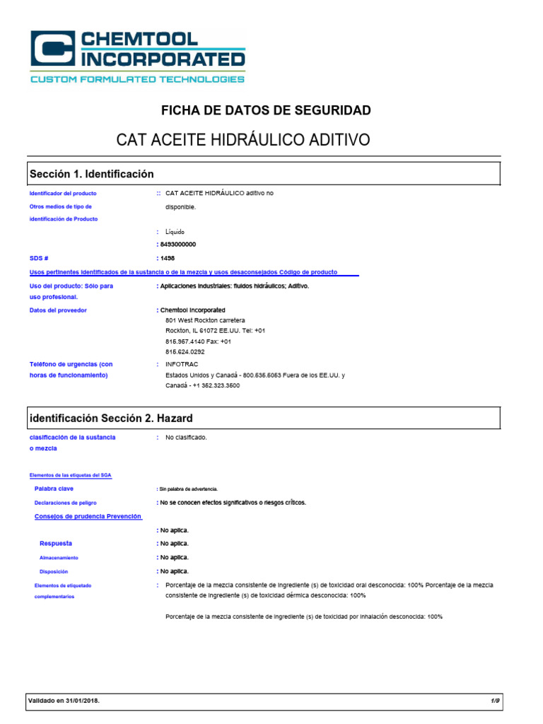 36 - 1u-9891 Cat Additive Hydraulic - En.es | PDF | Residuos | Gestión ...