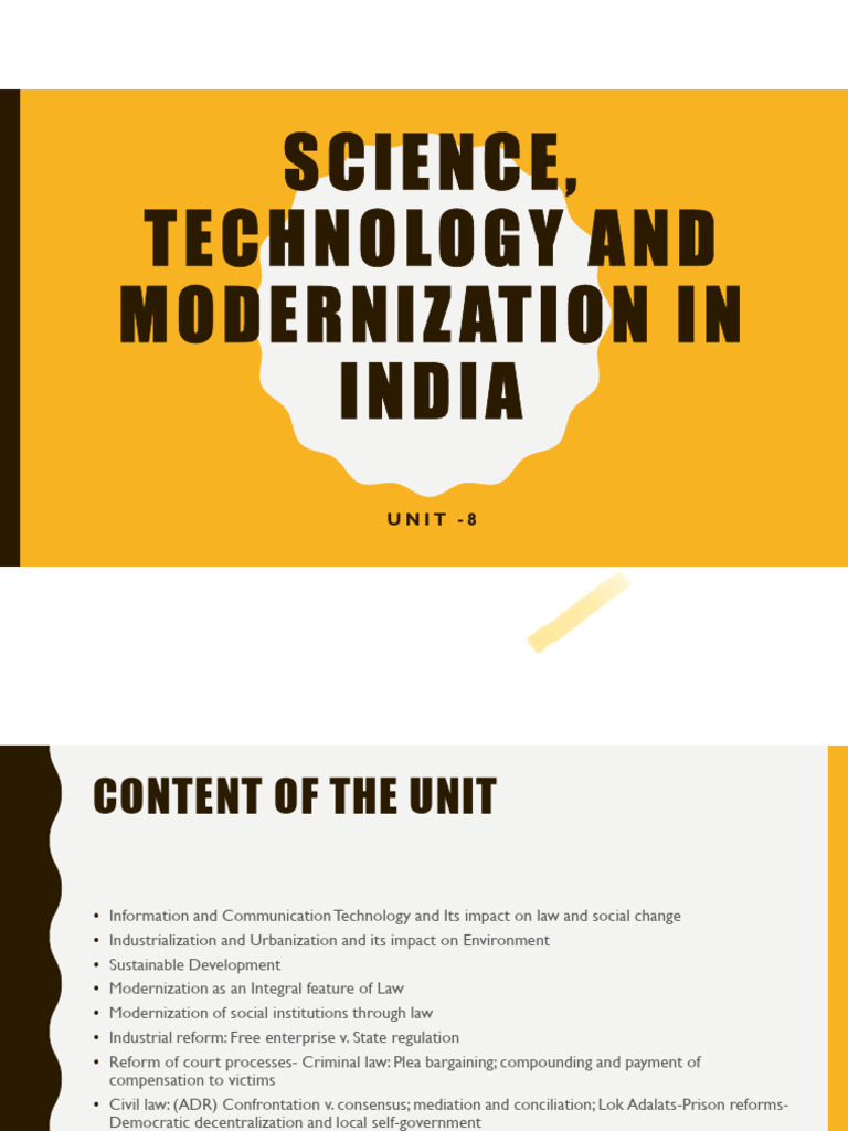 Unit 8 Science, Technology and Modern in India | PDF | Plea Bargain ...
