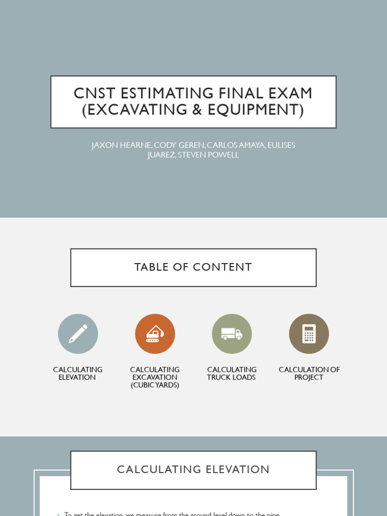 CNST Estimating Final Exam (Excavating & Equipment) | PDF