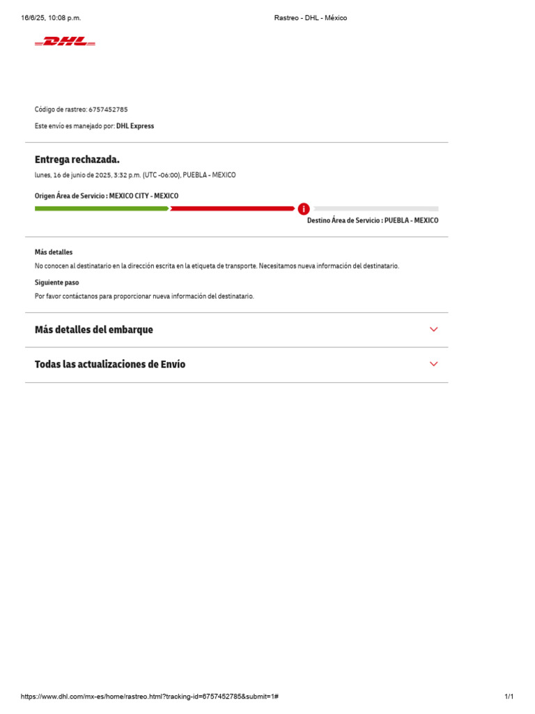 Rastreo - DHL - México | PDF