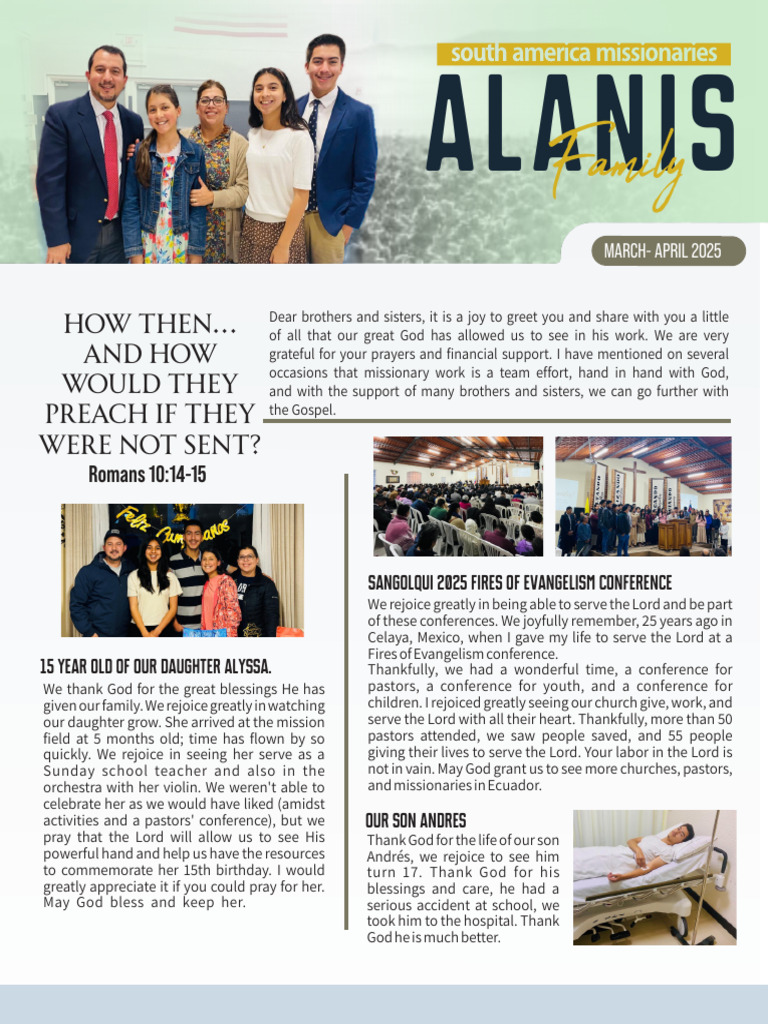 Alanis Letter March April | PDF | Evangelism | Christian Mission