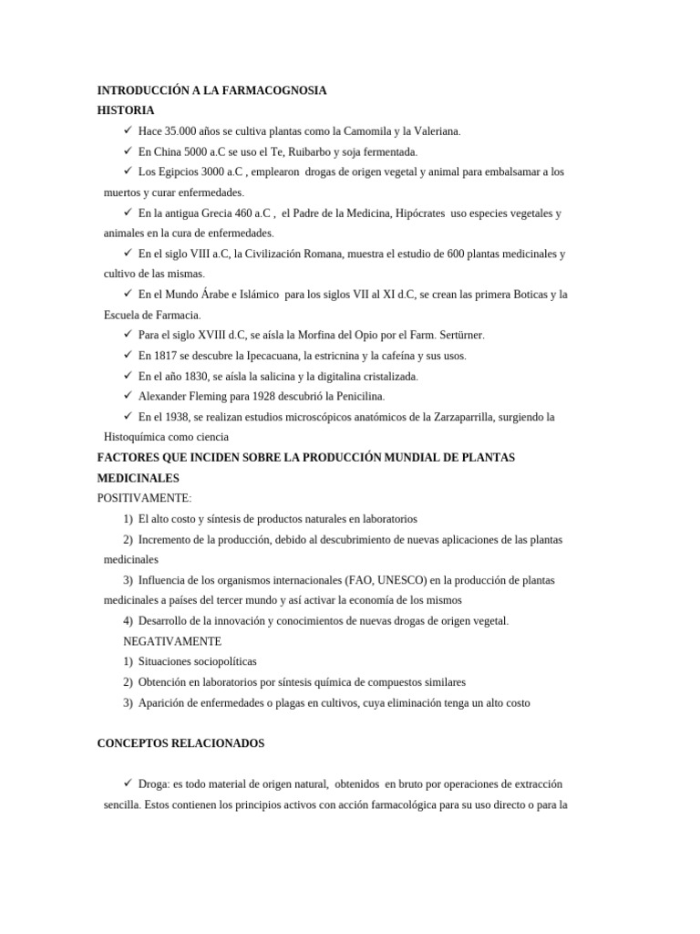 Farmacognosia | PDF | Cosecha | Farmacología