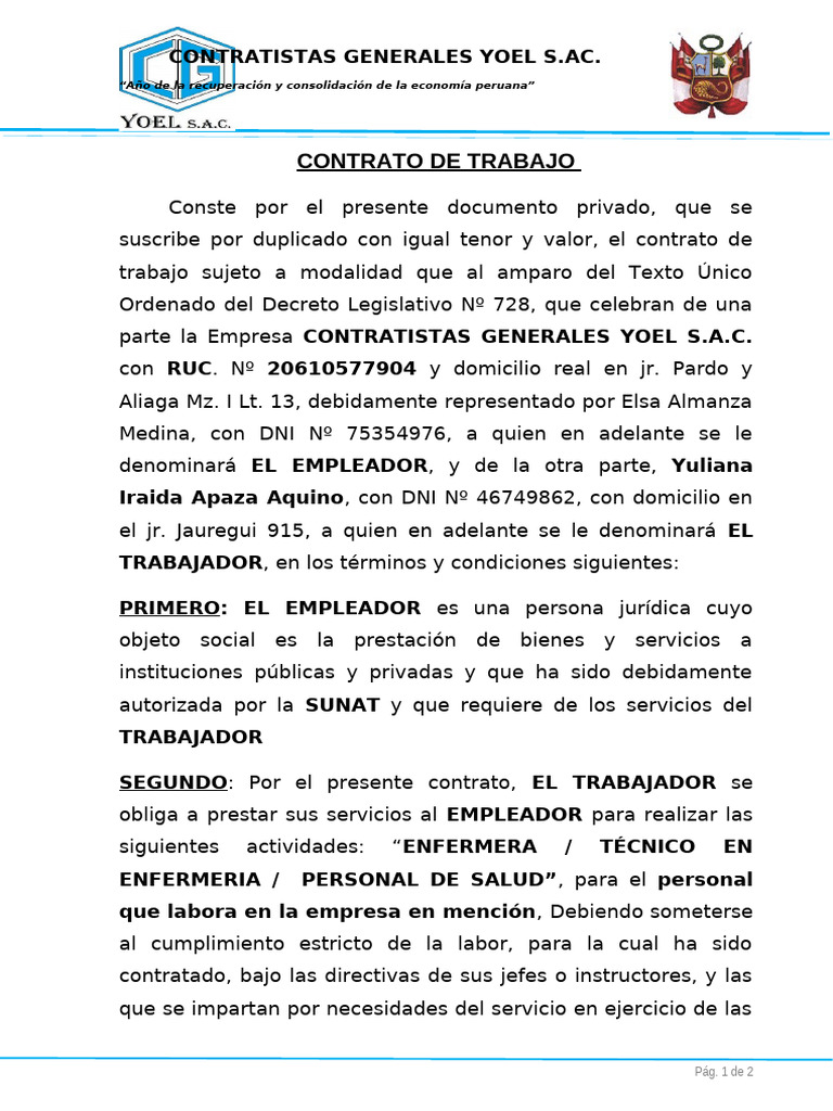 Contrato Yuli | PDF