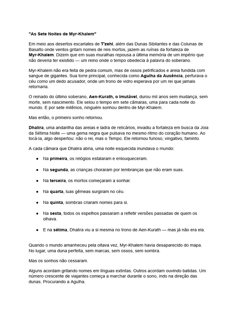 As Sete Noites de Myr-Khalem | PDF