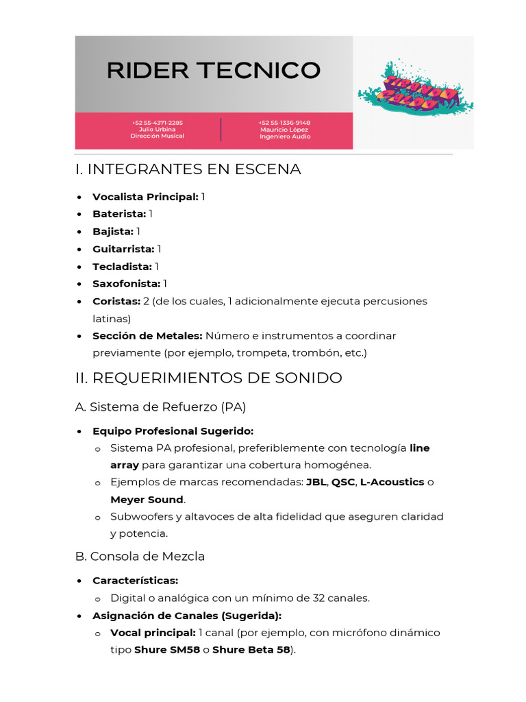 Rider Tecnico TC | PDF | Kit de batería | Micrófono