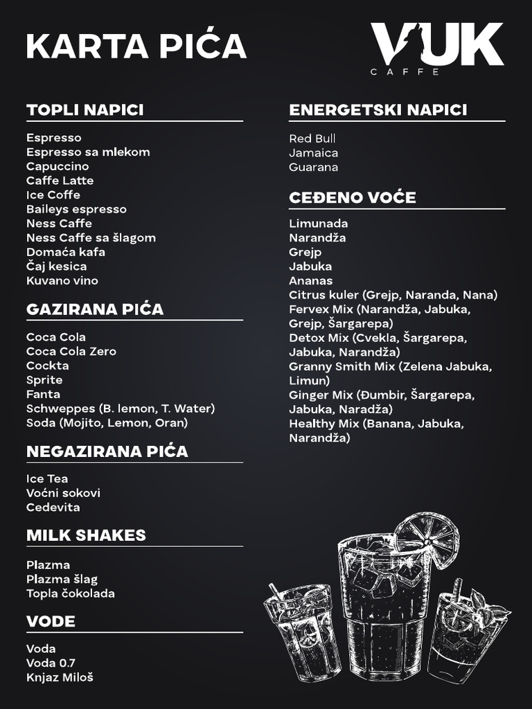 Karta Pica Vuk Caffe | PDF