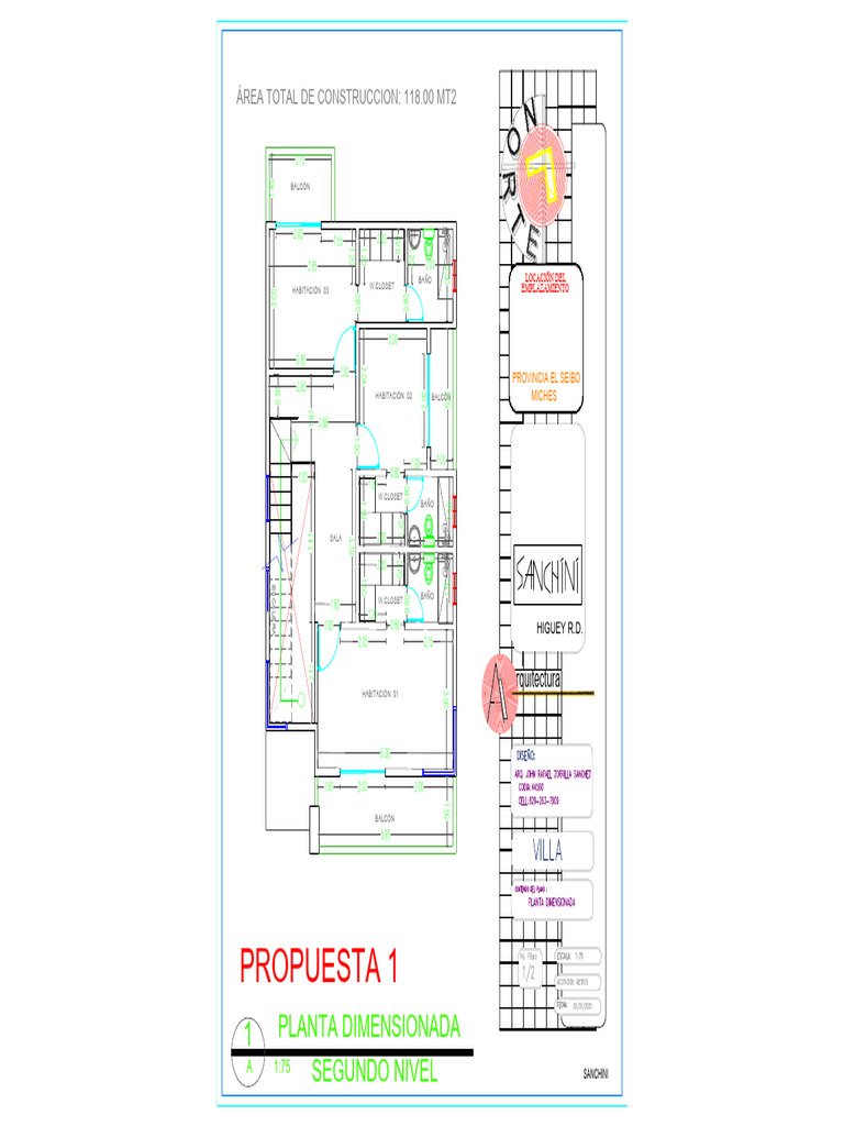 Planta Dimensionada Segundo Nivel Propuesta 01-1 Villa Dos Niveles | PDF