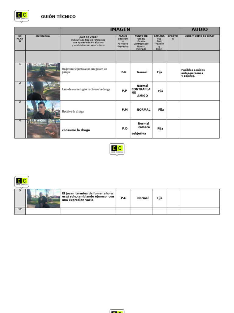 Ficha 2 - Plantilla de Guion Tecnico | PDF