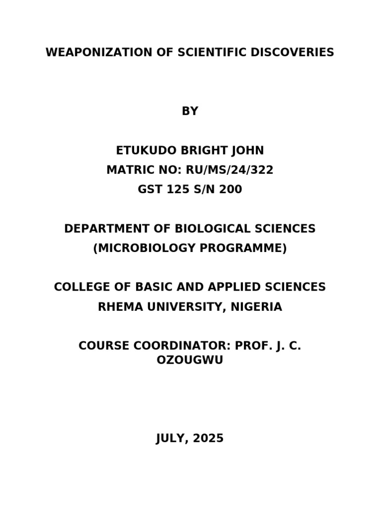 Weaponization of Scientific Discoveries | PDF | Science | Nuclear Weapons