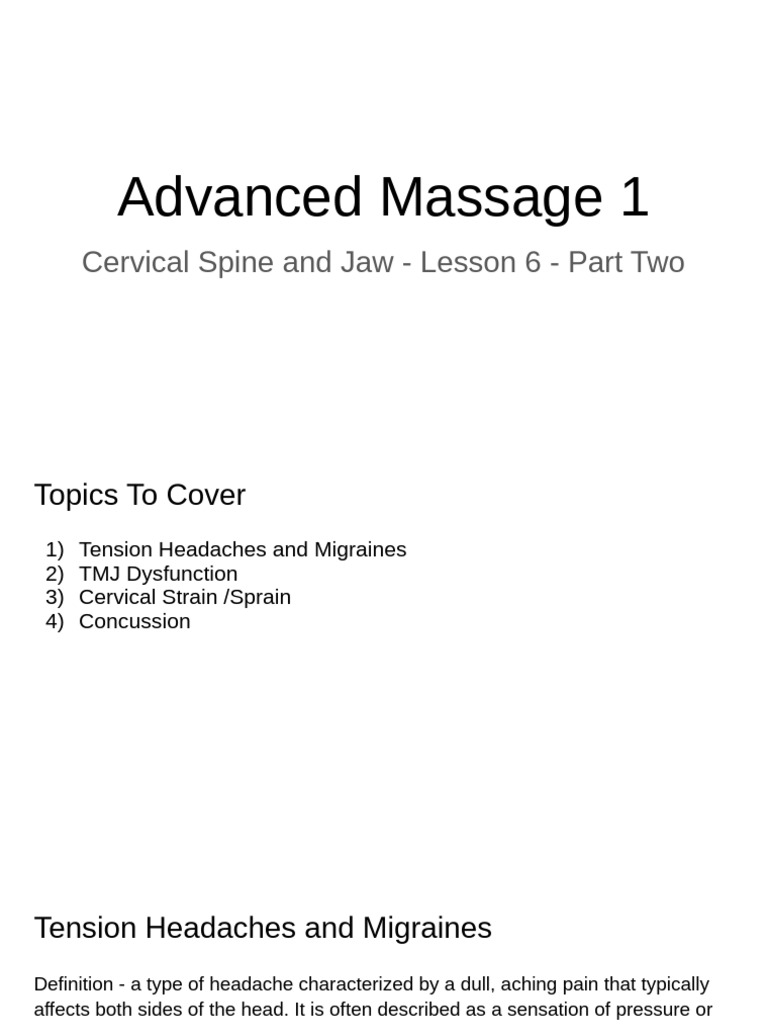 Cervical Spine and TMJ - Lesson 6 - Part 2 | PDF | Diseases And ...