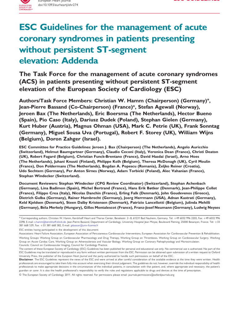 ACSGuidelines NSTE ACS Appendix | PDF | Myocardial Infarction | Heart