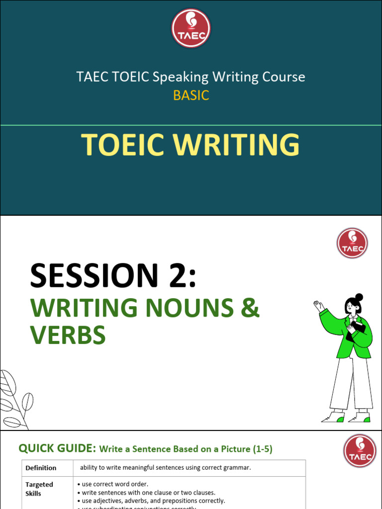 Toeic SW CB - Session 2 - Writing Nouns - Verbs (Checked) | PDF