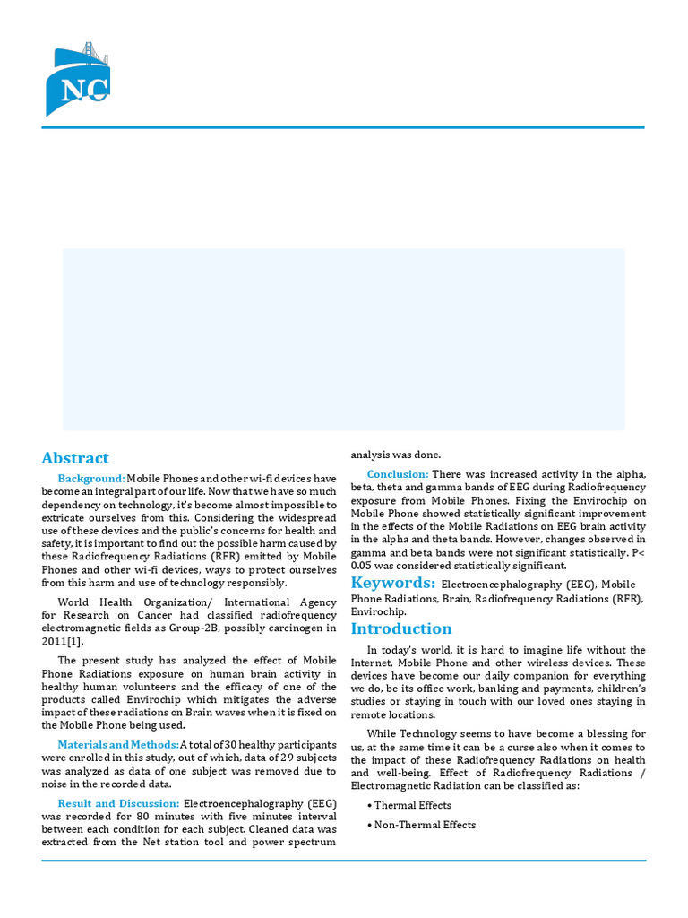 Mobile Phone Radiation Effects on EEG | PDF | Electroencephalography ...