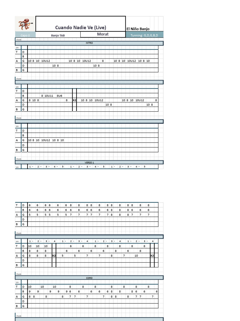 Cuando Nadie Ve Banjo TAB - Tab Sheet | PDF