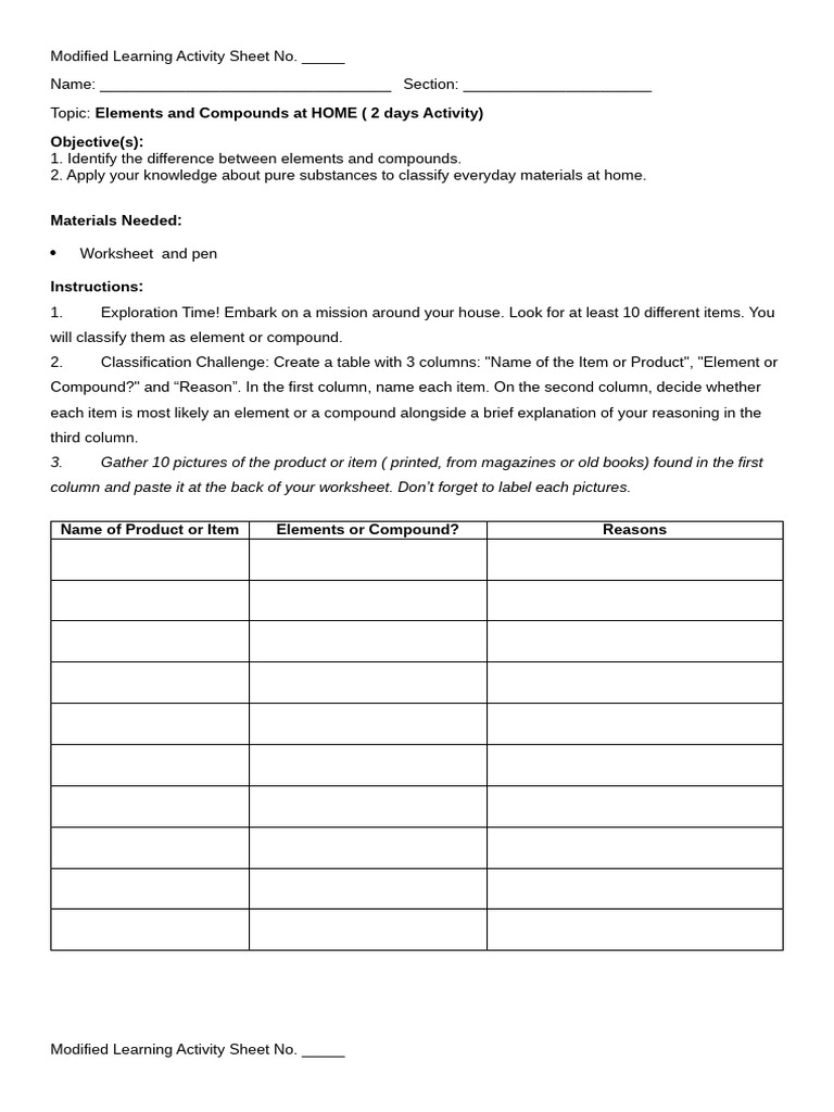 Modified Learning Activity Sheet No Science 8 | PDF
