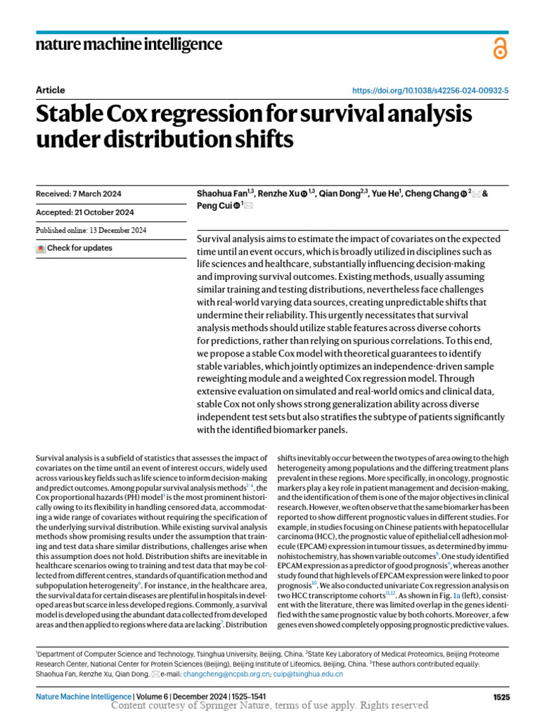 Stable Cox Regression For Survival Analysis Under Distribution Shifts ...