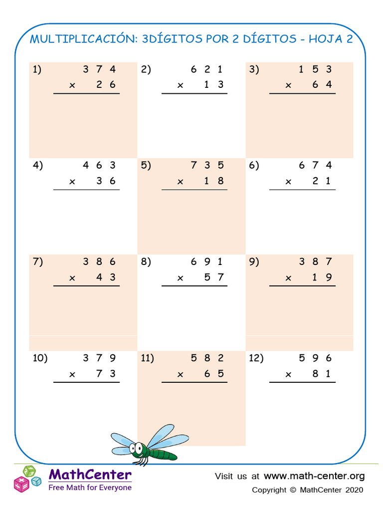 3-Digit by 2-Digit Multiplication Worksheet | PDF