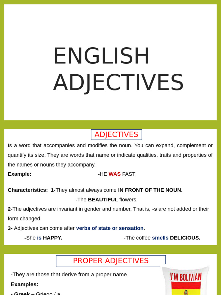 English III Types Adjectives | PDF | Adjective | Noun