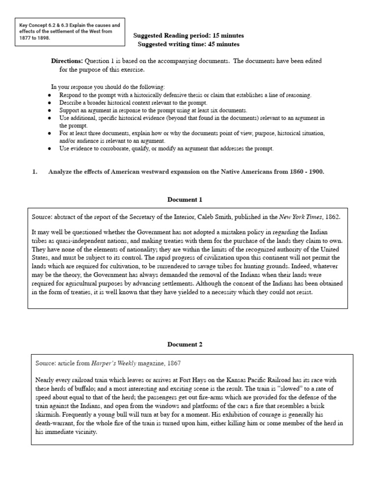 Ye Yint Hmine - DBQ Period 6 - Impact On Natives | PDF | Chief Joseph ...