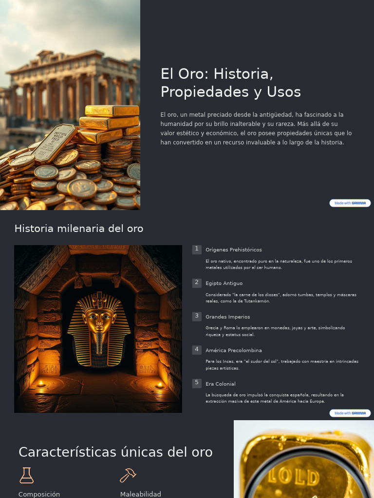 El Oro Historia Propiedades y Usos | PDF | Oro | Rieles