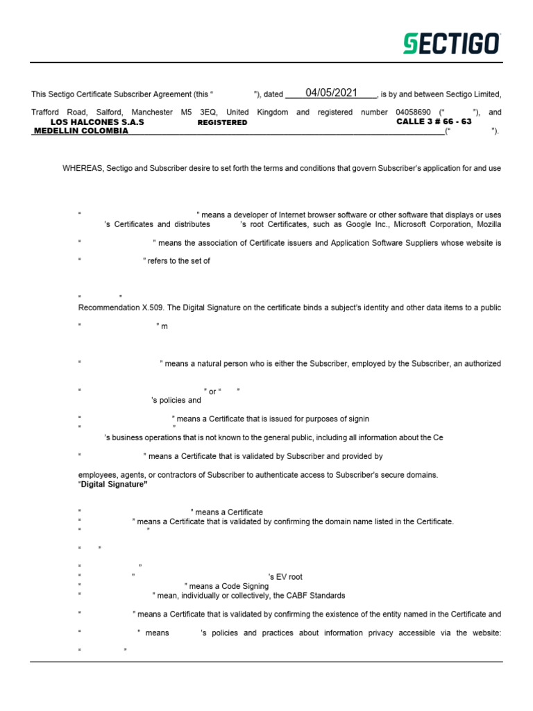 Certificate Subscriber Agreement v2.4 (Ink) | PDF | Public Key ...