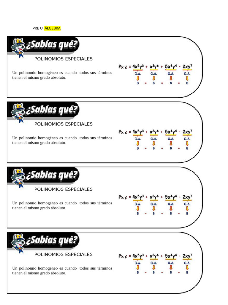Sabias Qué Algebra Pre U Semana 7 BBB | PDF