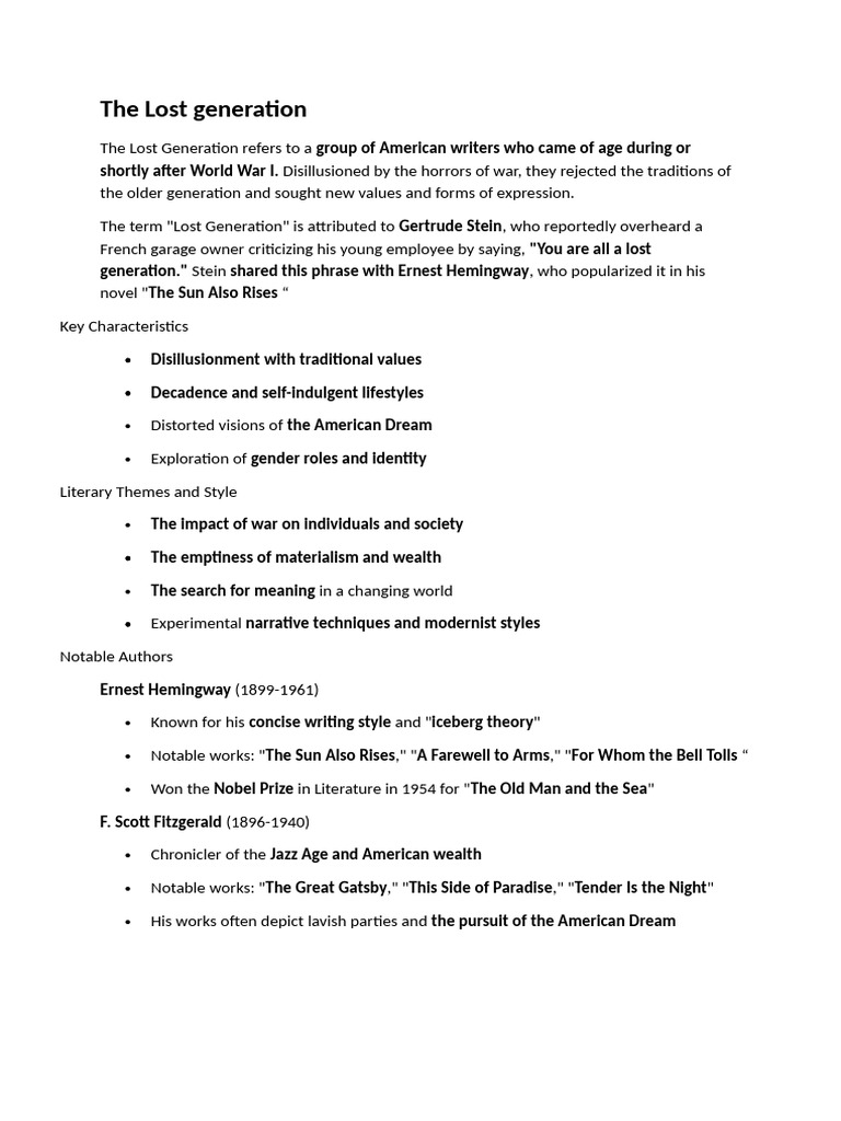 14 The Lost Generation | PDF | American Literature | English Language Literature