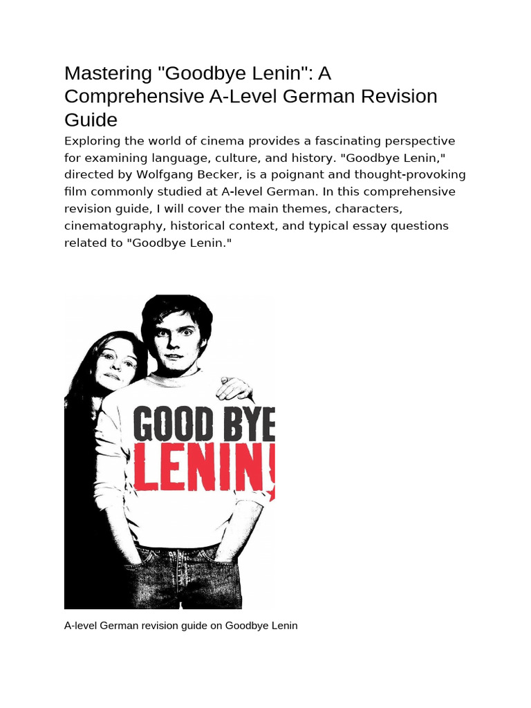 Themes in "Goodbye Lenin" Explored | PDF | East Germany | German ...
