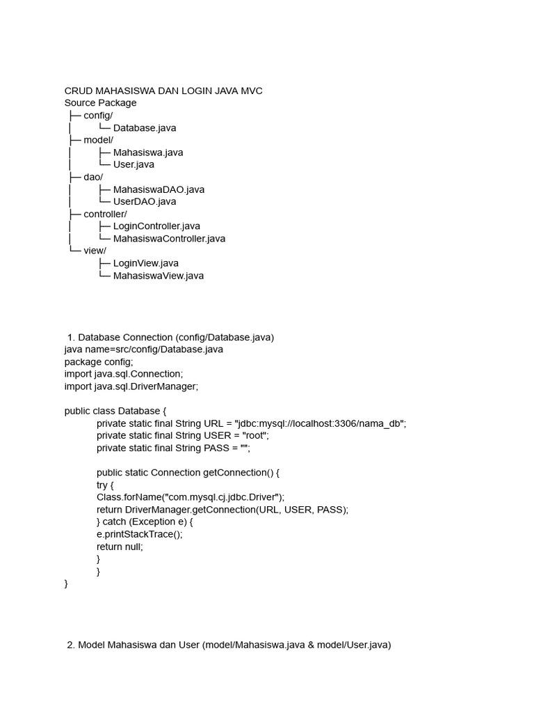 Crud Mahasiswa Dan Login Java MVC | PDF | Databases | User (Computing)