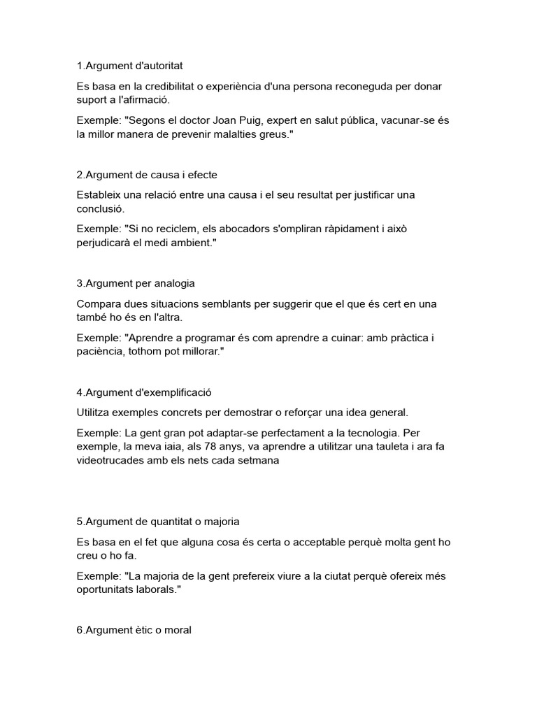 Tipus D Arguments | PDF