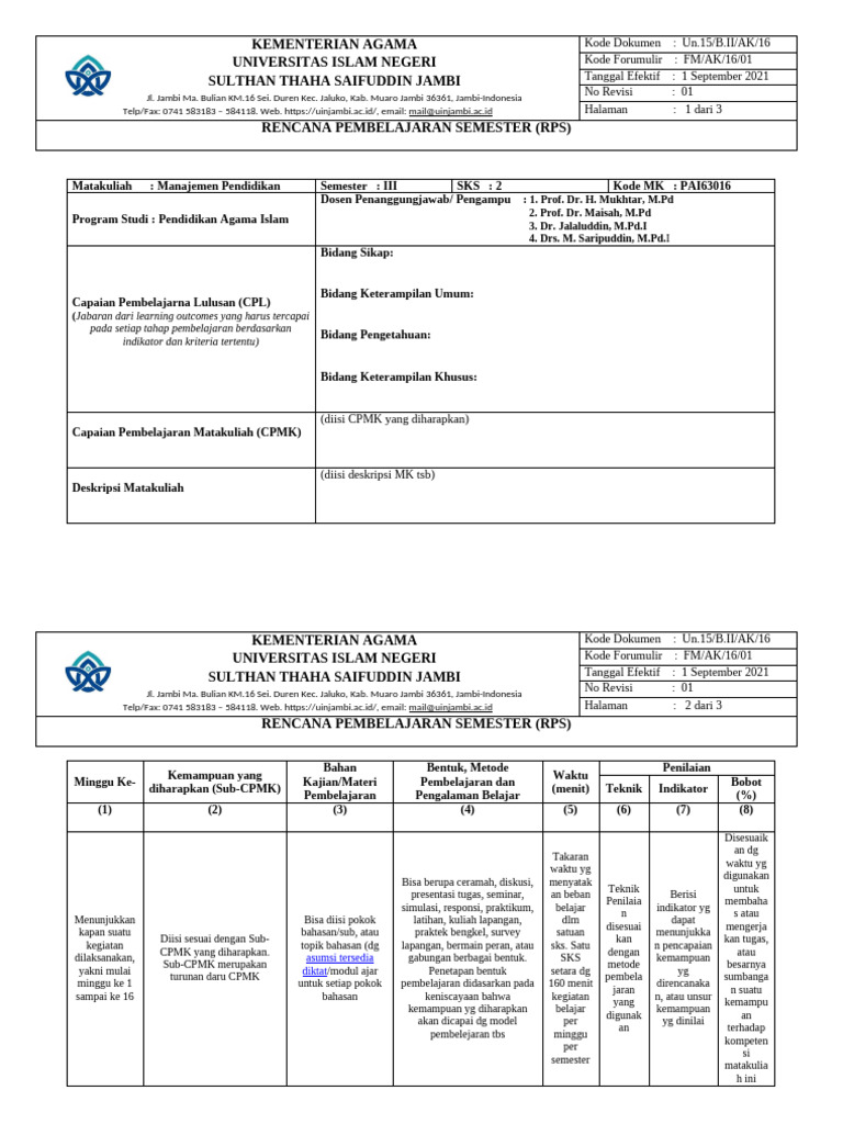 TEMPLET RPS 2021 Obe | PDF