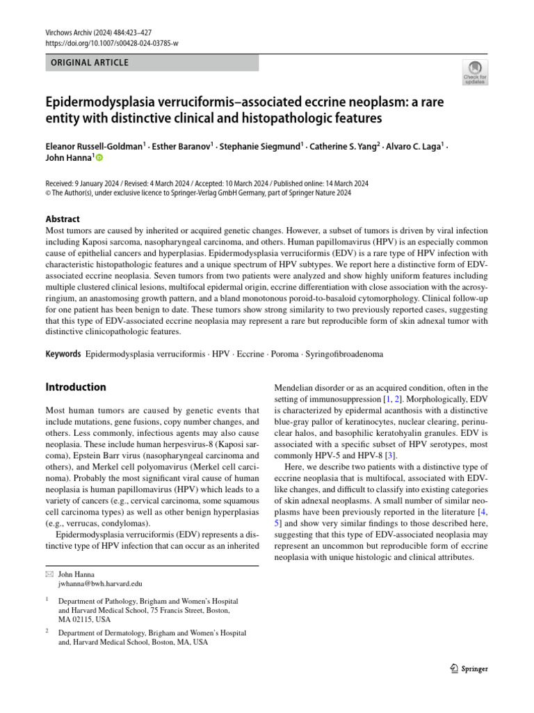 Eleanor Russell Goldman Epidermodysplasia | PDF | Polymerase Chain ...