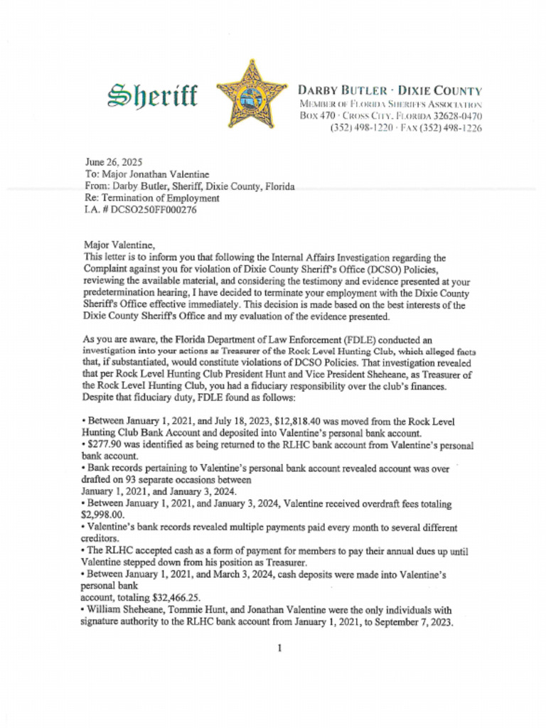 Valentine Termination Letter | PDF