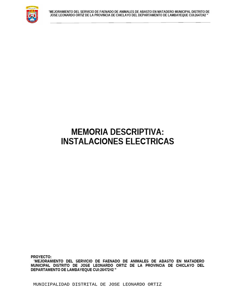 3.4. Memoria Descriptiva - Inst. Electricas | PDF | Corriente eléctrica | Poder (Física)