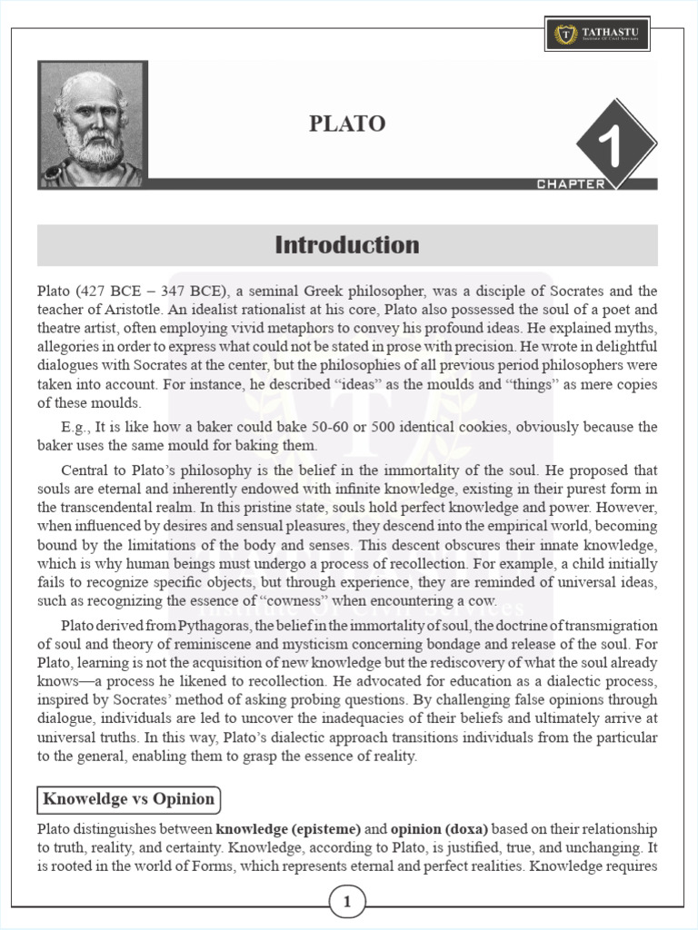 Plato's Philosophy: Ideas and Knowledge | PDF | Plato | Causality