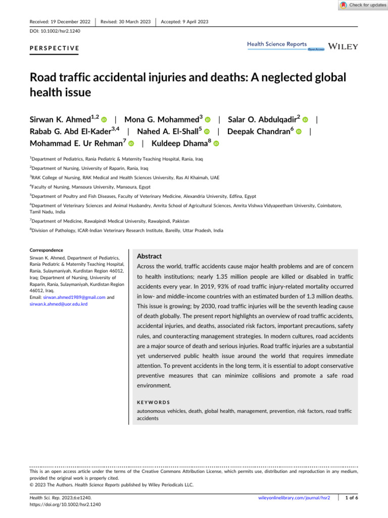 Global Impact of Road Traffic Injuries | PDF | Traffic Collision | Road ...