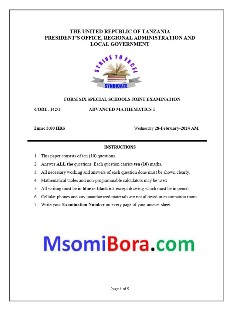 Math Paper 1 | PDF | Mathematical Concepts | Mathematical Objects