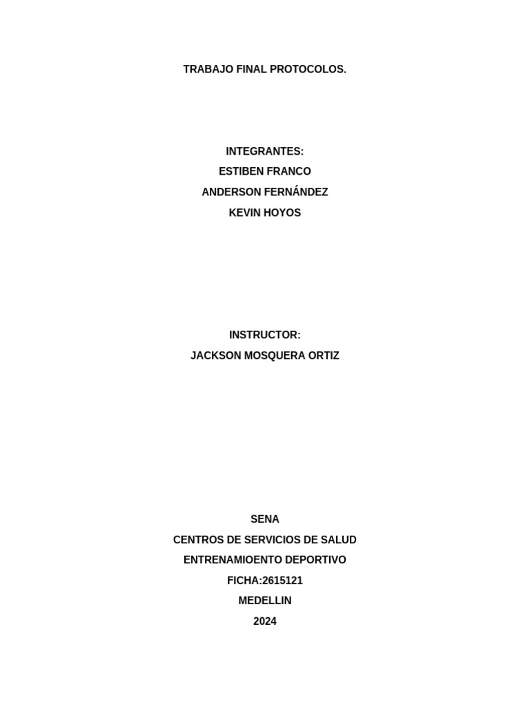 Protocolo Word | PDF | Rodilla | Defensor (Asociación de Fútbol)