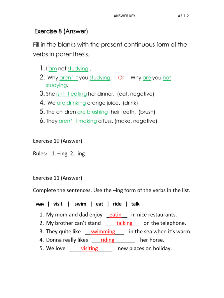 A2-1-2 Answer Key Q | PDF
