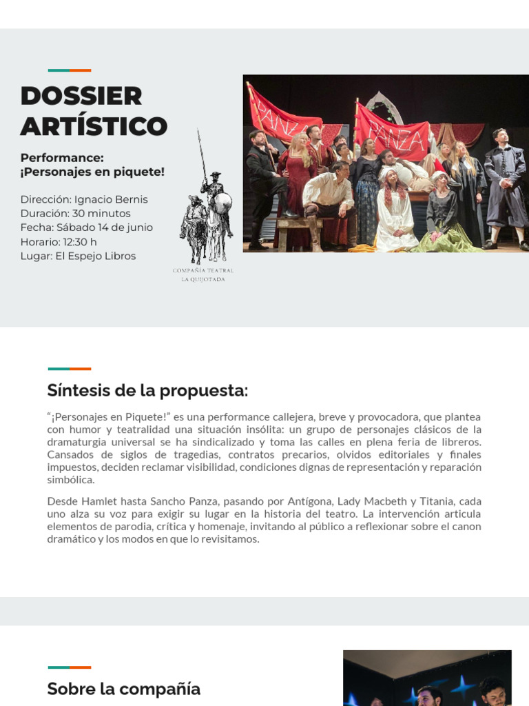 Dossier Presentación La Quijotada | PDF | Teatro | William Shakespeare