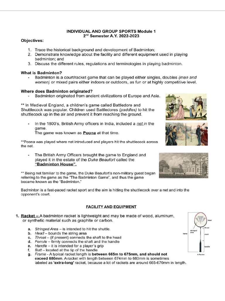 Badminton Midterms 2025 | PDF