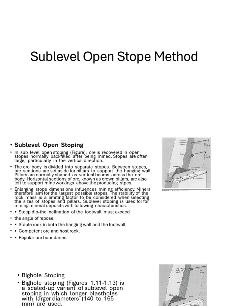 Sublevel Open Stoping Method | PDF | Mining