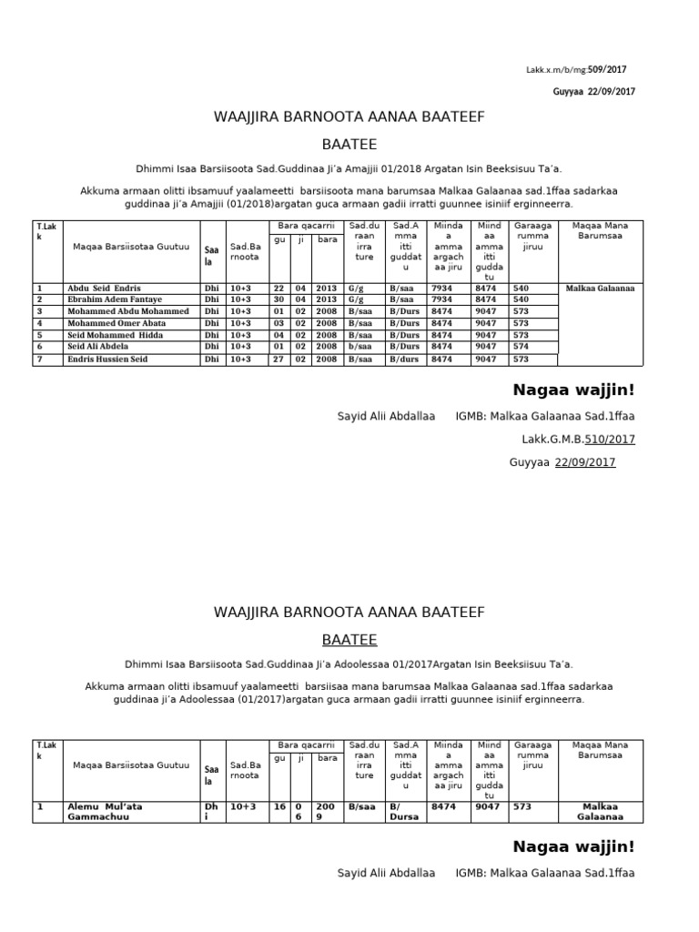 Sad - Guddinaa Barsiisotaa Bara 2018 | PDF