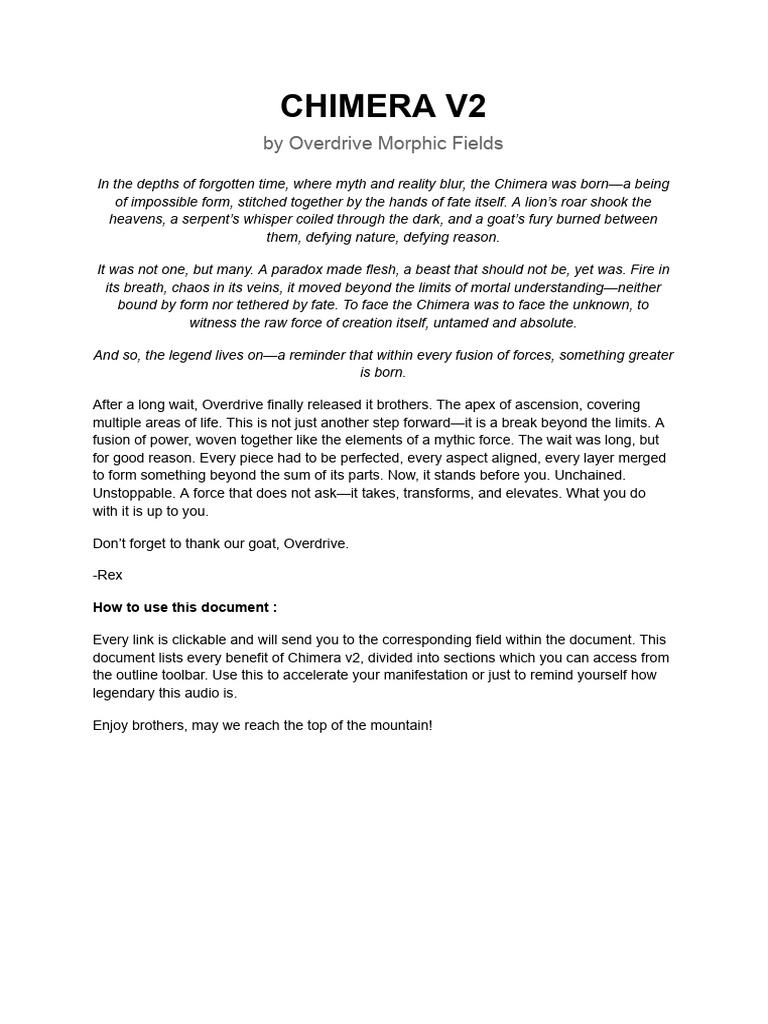 CHIMERA V2 - Cheat Sheet by Rex | PDF | Skeletal Muscle | Thought