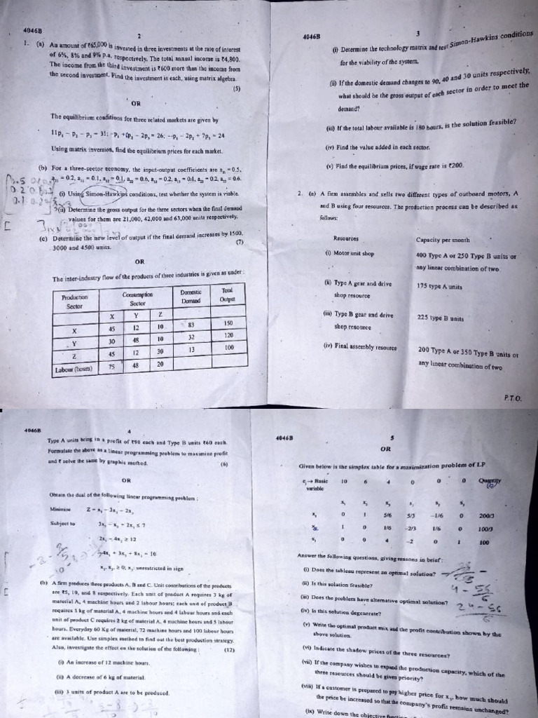 Investment and Economic Analysis Using Matrices | PDF | Linear ...